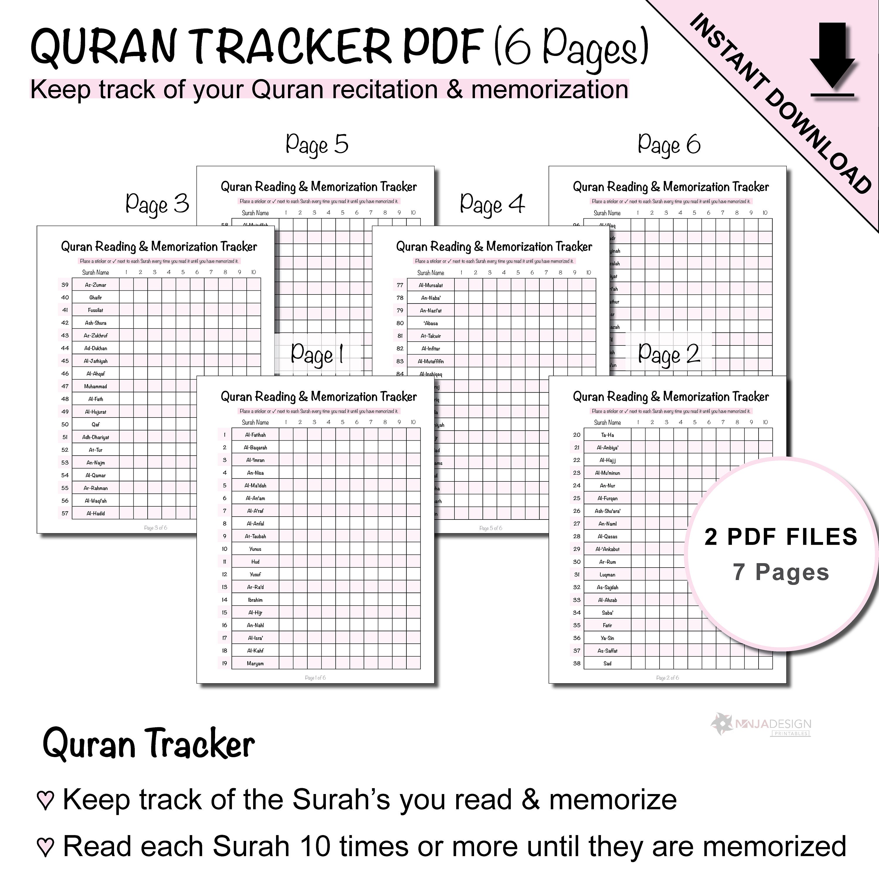 Printable Quran Planner to Track and Log Reading and - Etsy