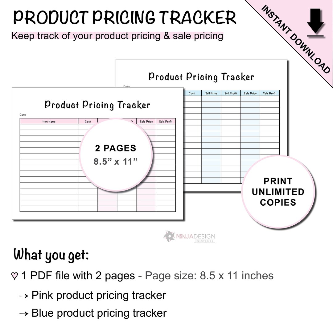 Printable Product Pricing Tracker Sheets for Small Businesses - Etsy