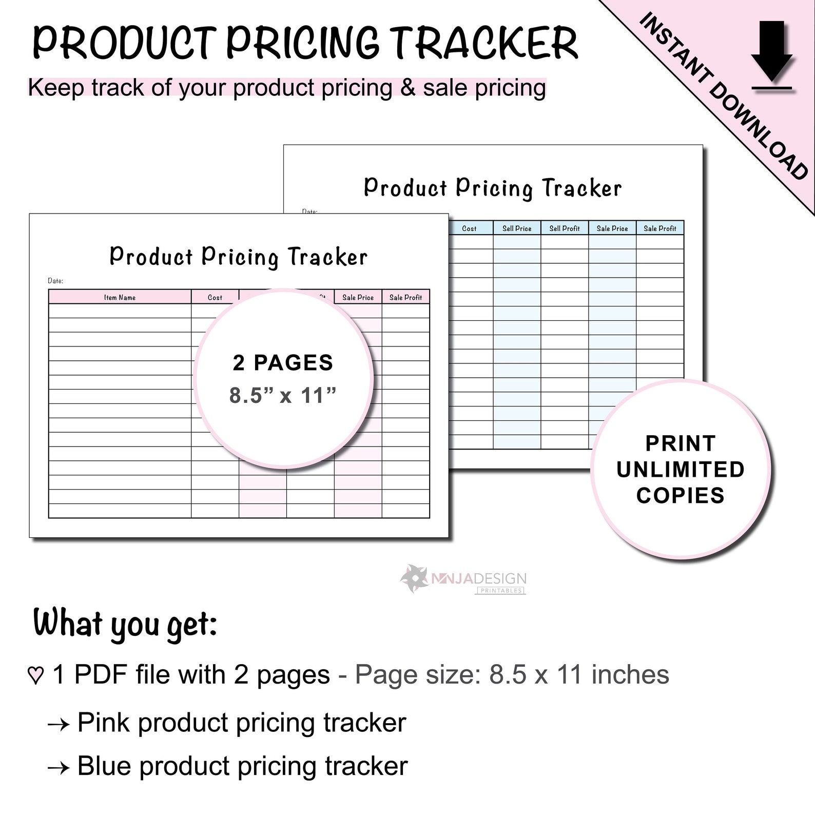 Printable Product Pricing Tracker Sheets for Small Businesses - Etsy