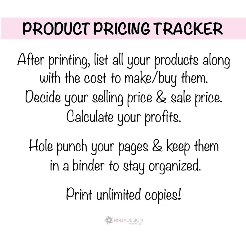 Printable Product Pricing Tracker Sheets for Small Businesses - Etsy