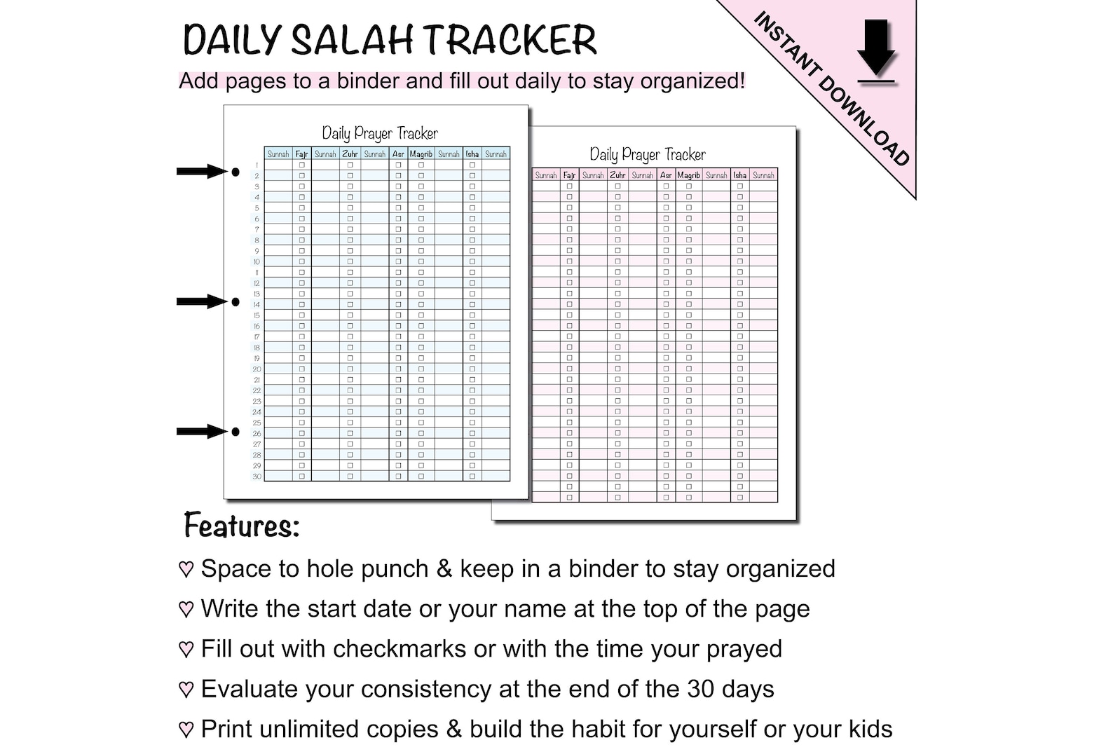 Printable Salah Prayer Tracker for Muslims | Ramadan Preparation ...