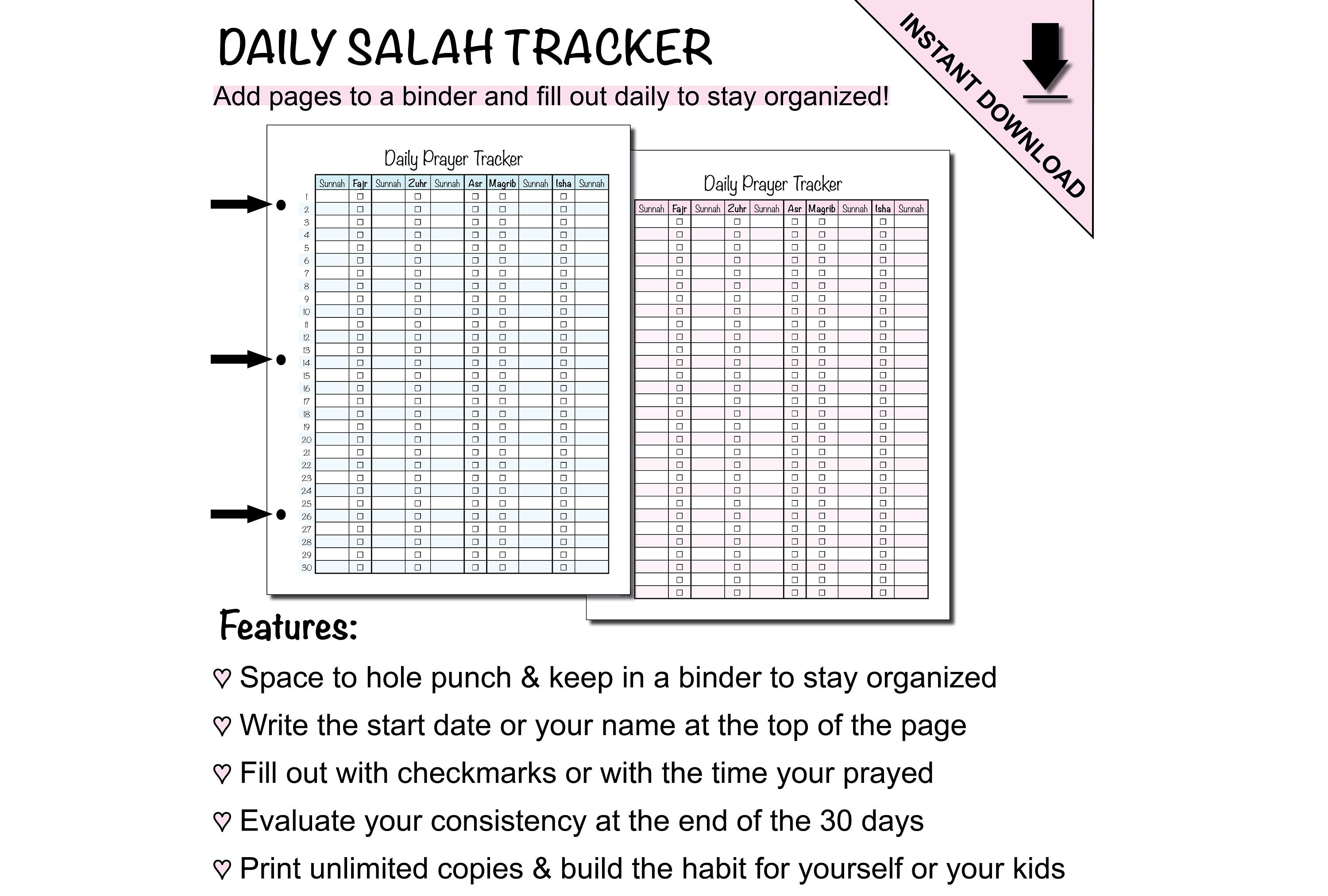 Printable Salah Prayer Tracker for Muslims | Ramadan Preparation ...