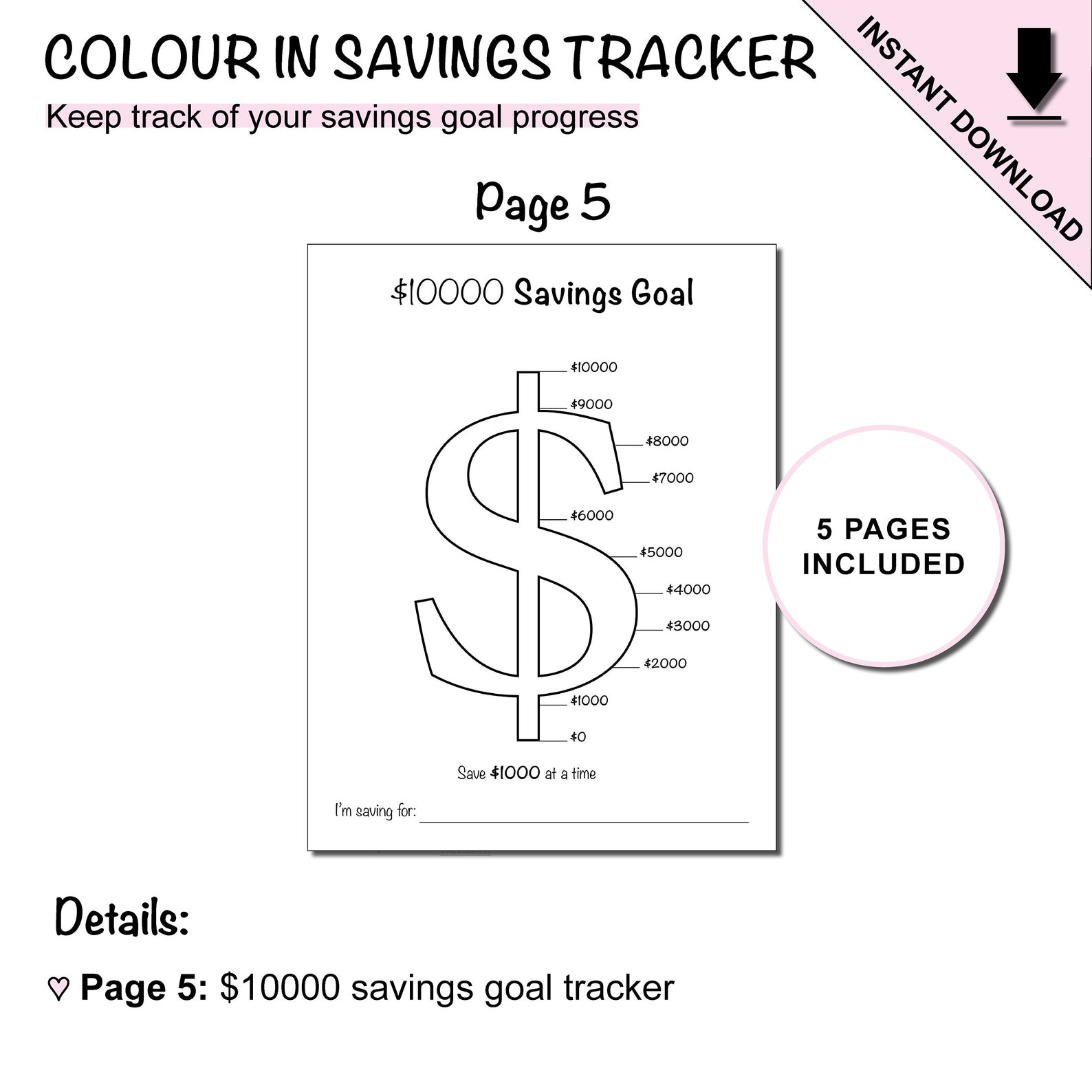 Printable Colour in Savings Tracker Sheet Templates to Keep - Etsy