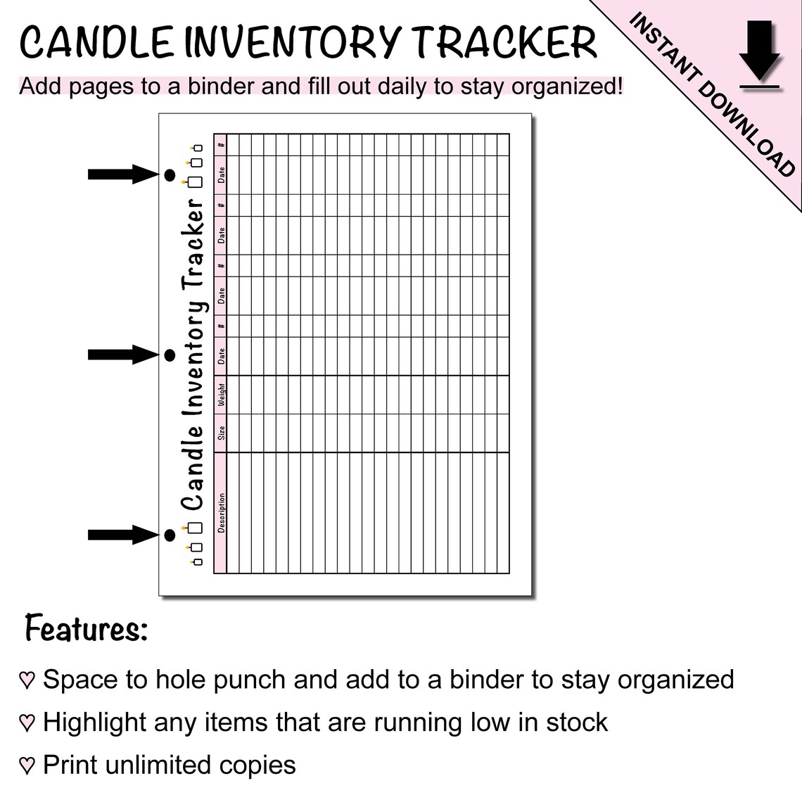 Printable Candle Inventory & Supplies Tracker for Small Candle - Etsy