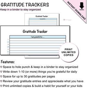 Printable Gratitude Tracker Sheets | Daily Gratitude Journal Log - Etsy