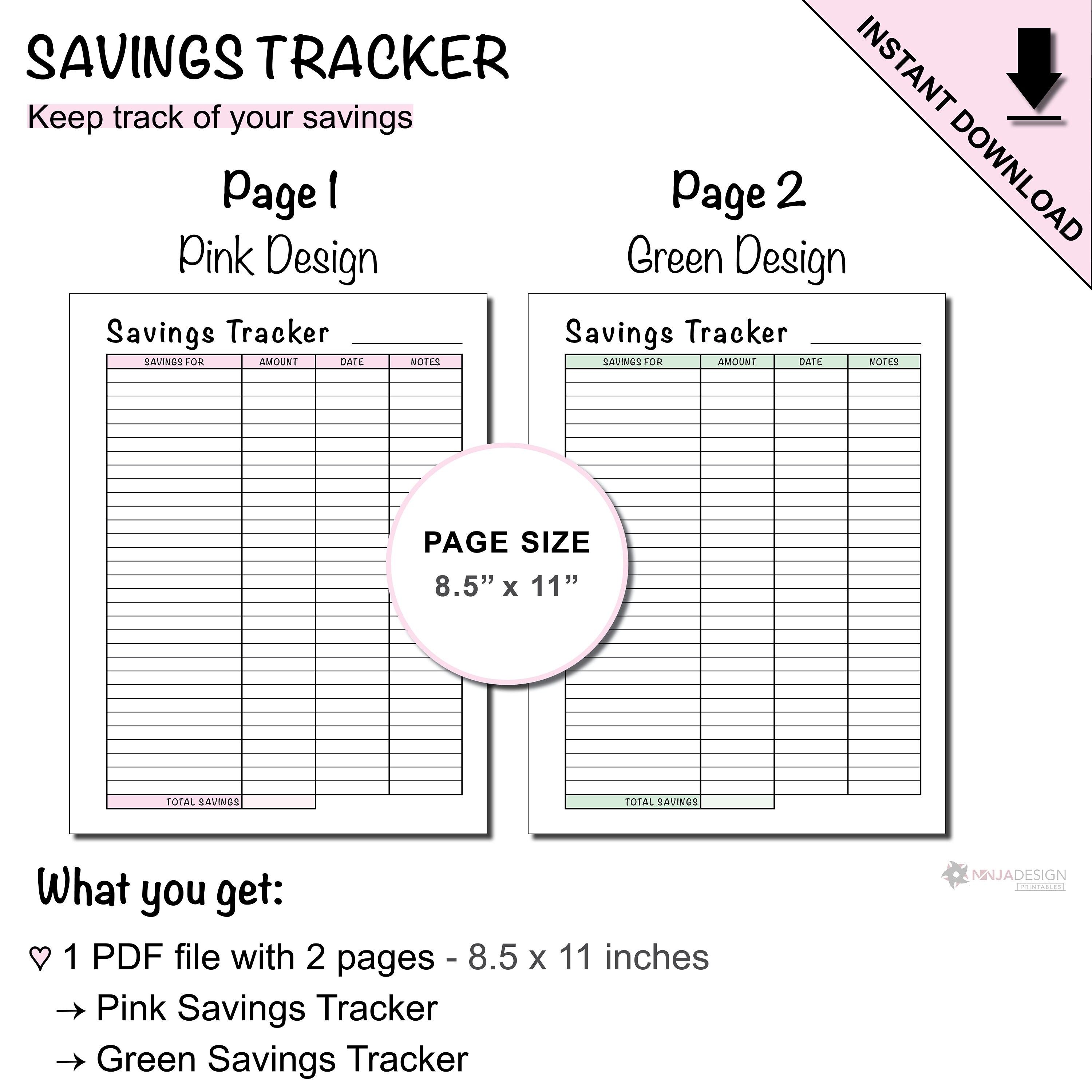 Printable Savings Tracker Sheet to Track Your Savings & Meet - Etsy