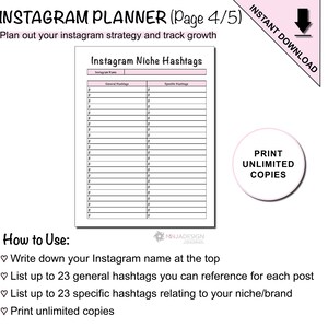 Printable Instagram Content Planner With Instagram Follower Growth ...