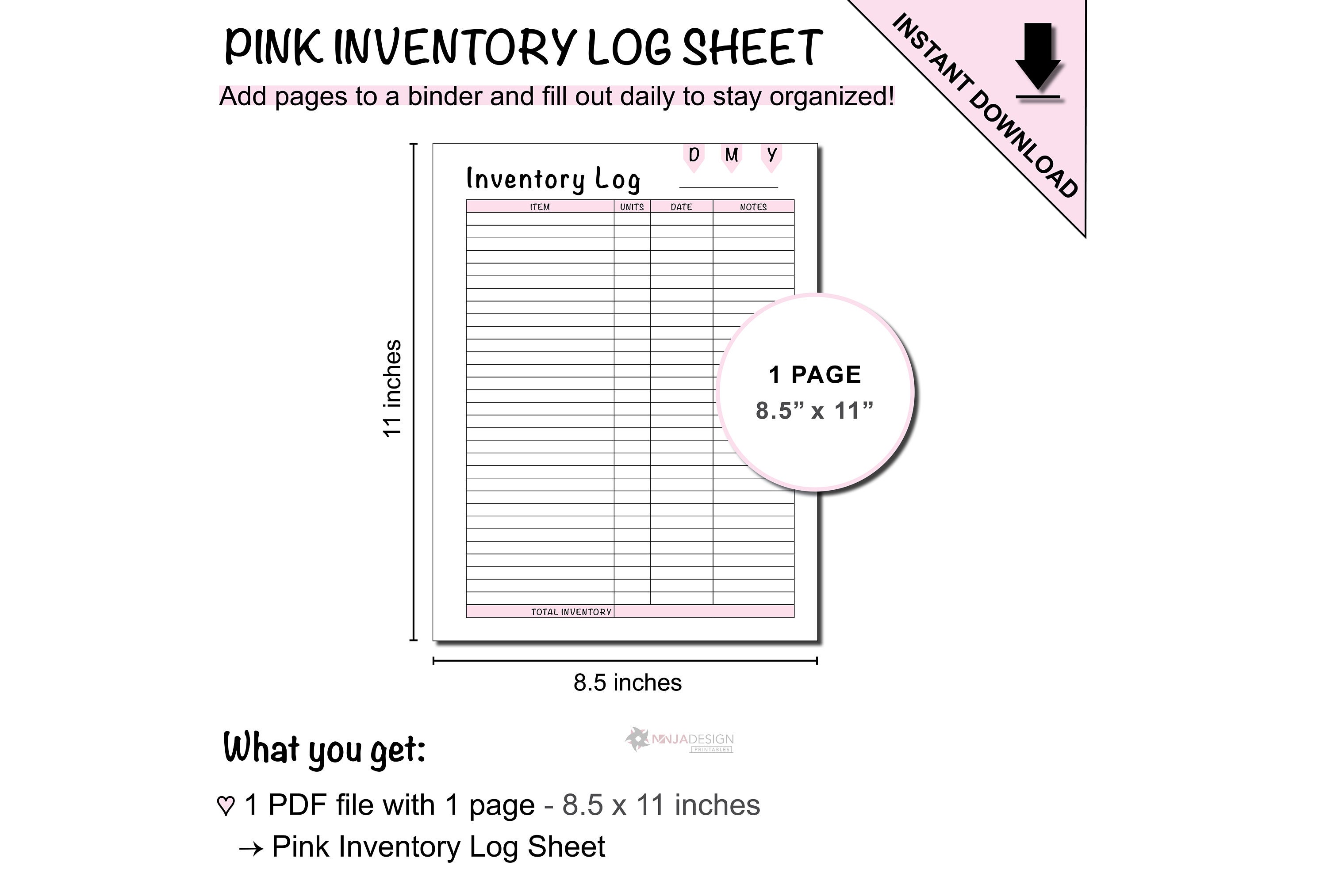 Printable Inventory Log Sheet for Small Businesses - Etsy