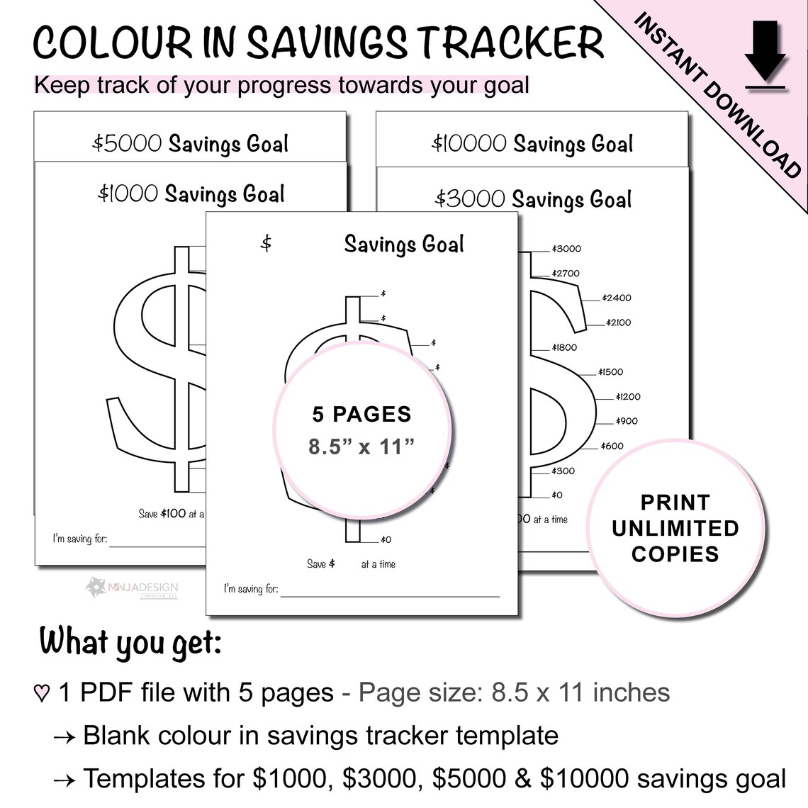 Printable Colour in Savings Tracker Sheet Templates to Keep - Etsy