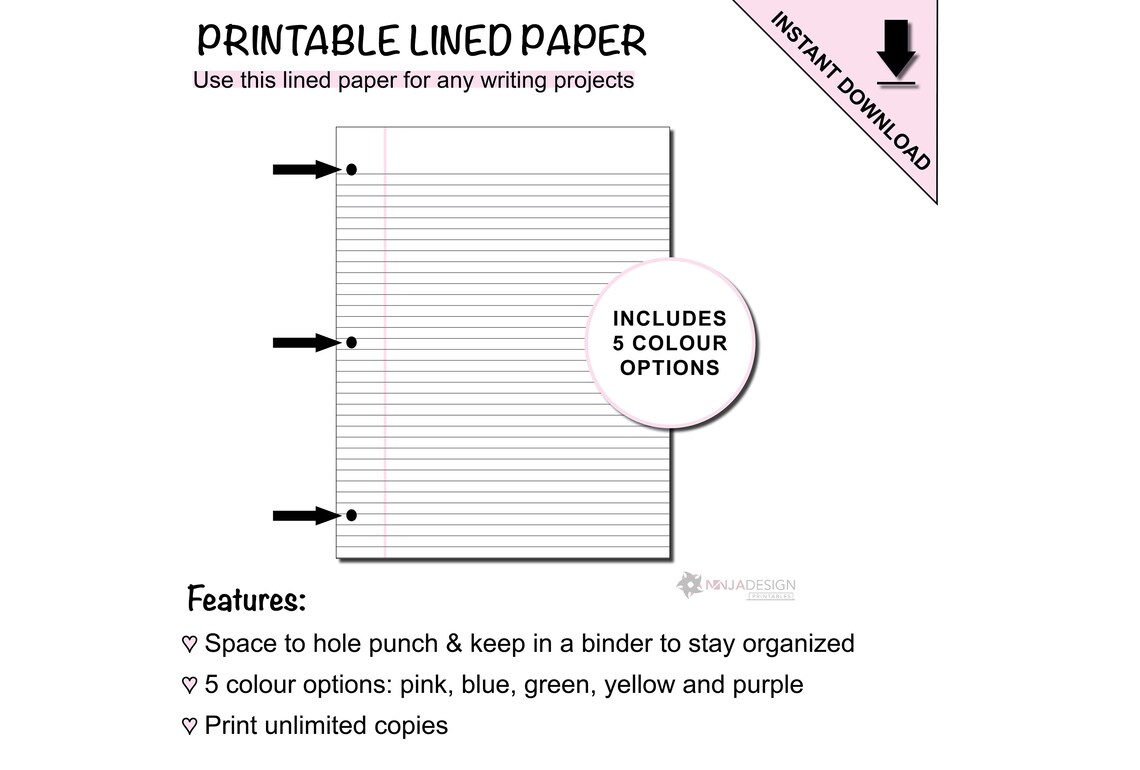 Printable Lined Paper for Writing, Taking Notes, Journaling, and More ...