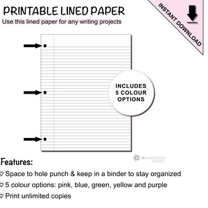Printable Lined Paper for Writing, Taking Notes, Journaling, and More ...