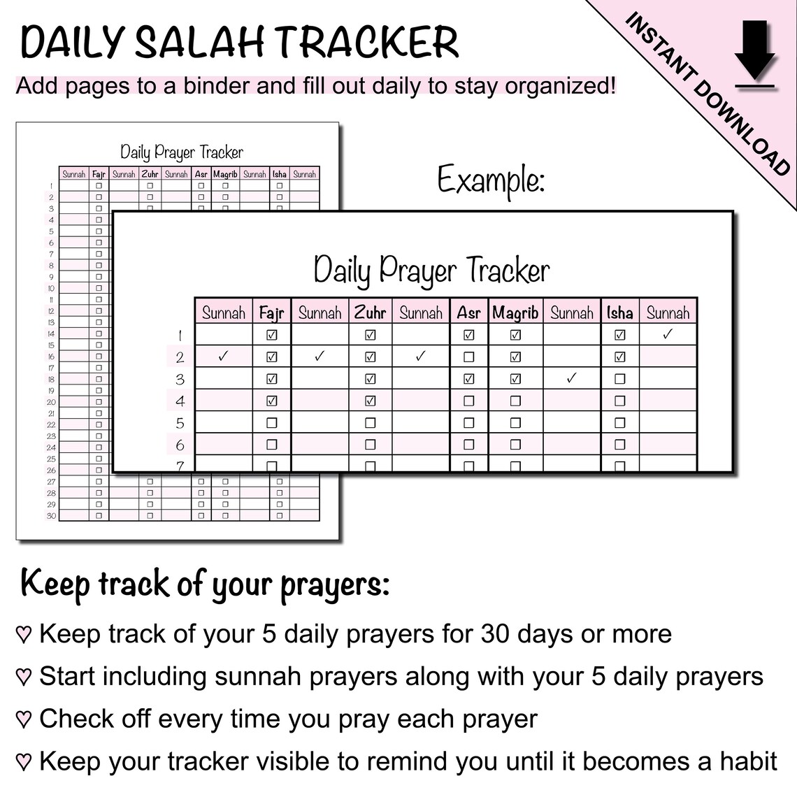 Printable Salah Prayer Tracker for Muslims Ramadan - Etsy