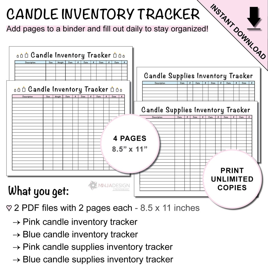 Printable Candle Inventory & Supplies Tracker for Small Candle - Etsy