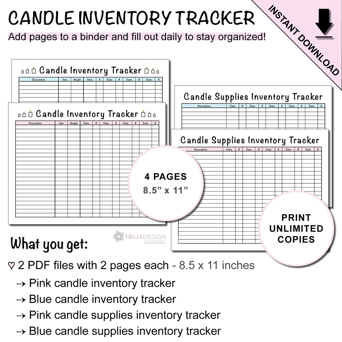 Printable Candle Inventory & Supplies Tracker for Small Candle - Etsy