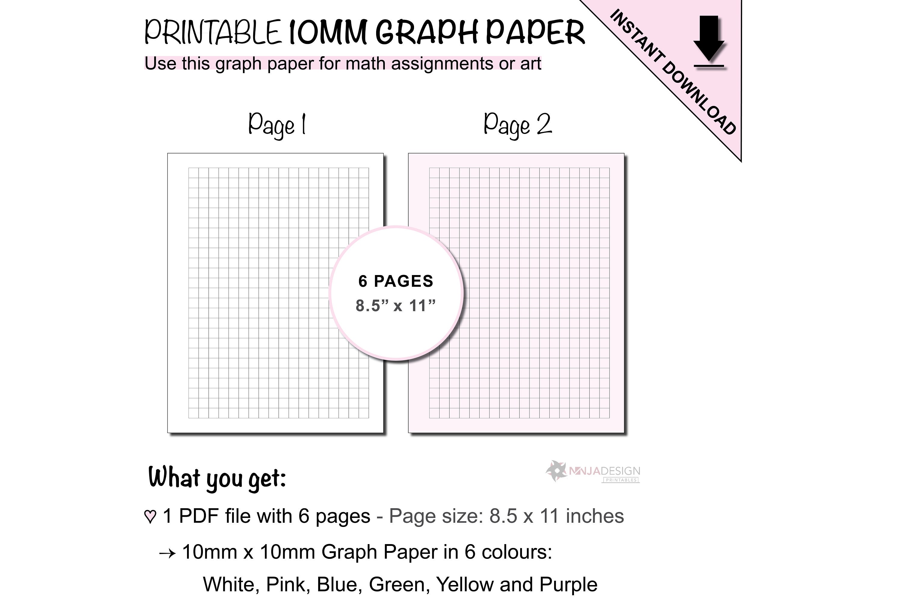 Printable Graph Paper With 10mm X 10mm Grid Spacing | 1/4 Inch X 1/4 ...