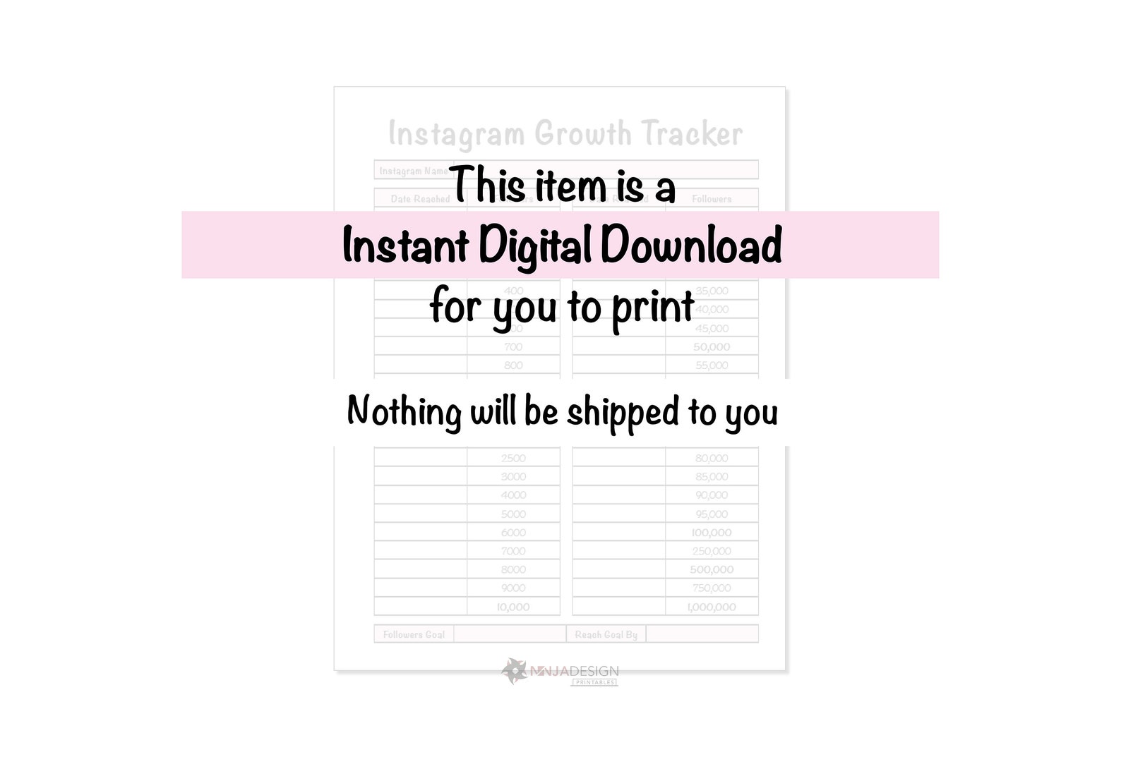 Printable Instagram Content Planner With Instagram Follower Growth ...