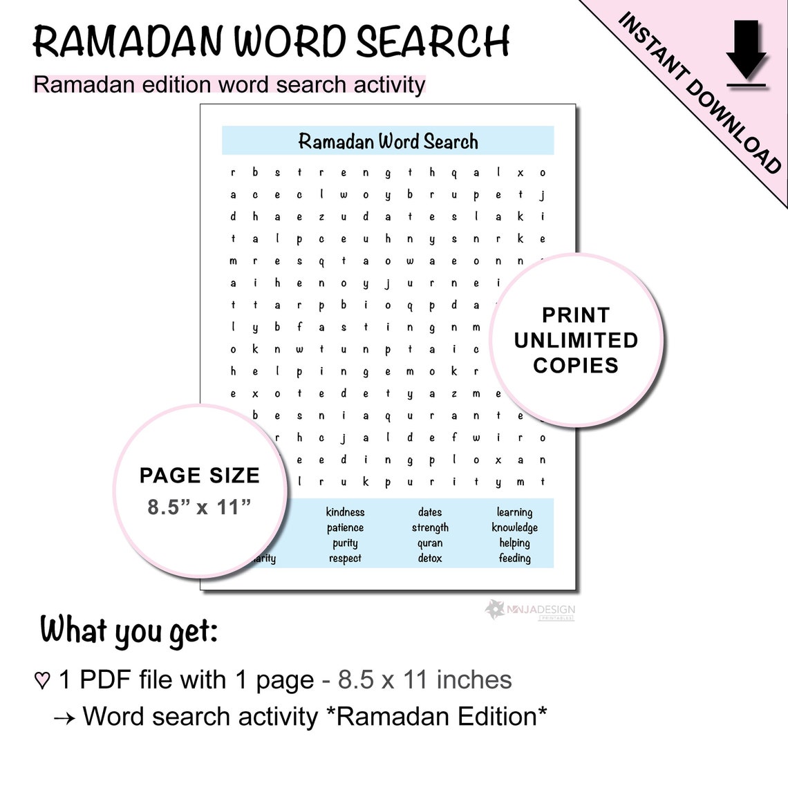 Printable Ramadan Word Search Activity for Kids & Adults - Etsy Canada