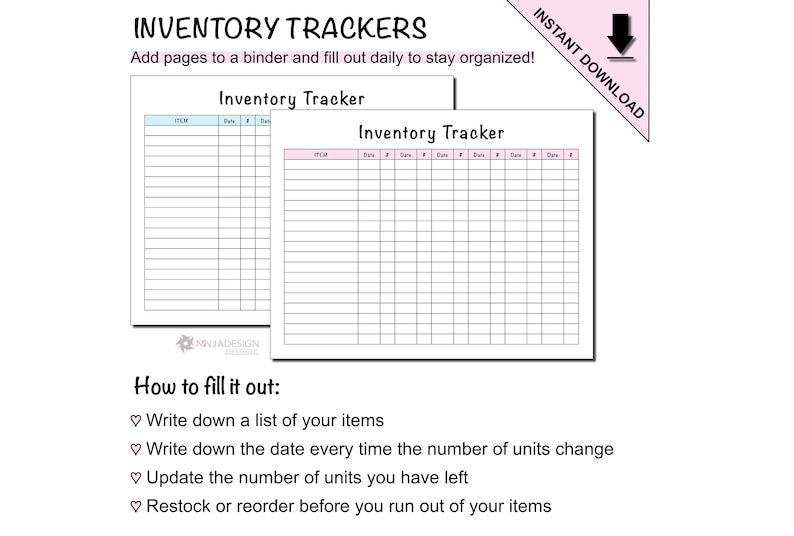 Printable Inventory Tracker Sheets for Business | Landscape Inventory ...