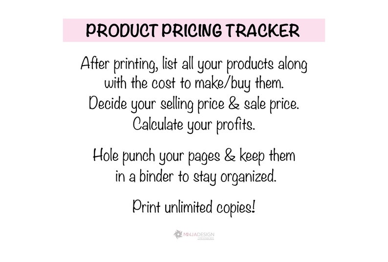 Printable Product Pricing Tracker Sheets for Small Businesses - Etsy