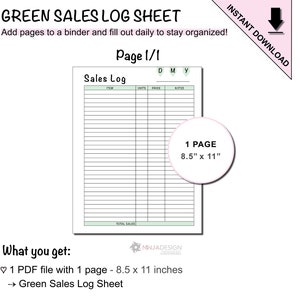 Printable Sales Log Sheet for Small Businesses - Etsy