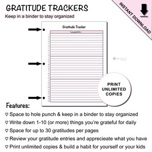 Printable Gratitude Tracker Sheets Daily Gratitude Journal | Etsy