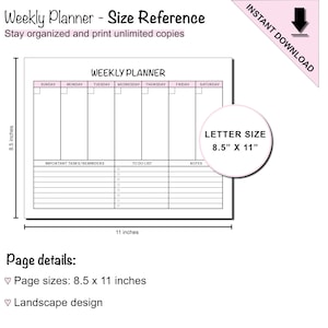 Printable Weekly Planner Sheet With to Do List and Notes Section ...
