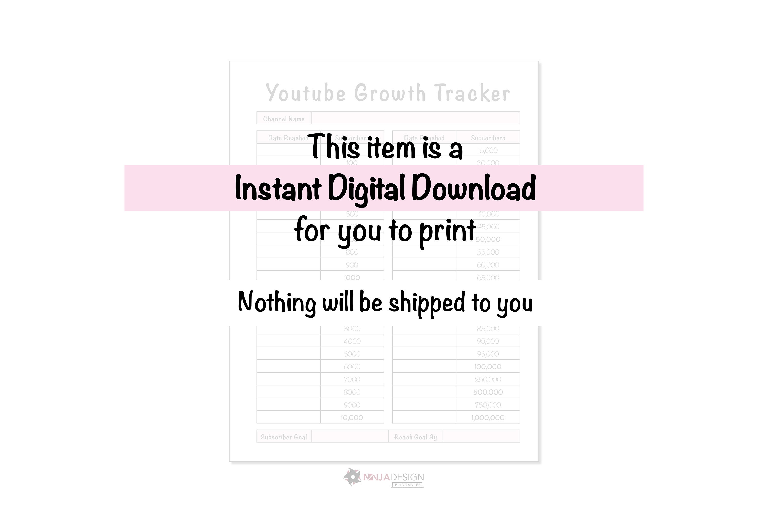 Printable Youtube Content Planner & Youtube Growth Tracker - Etsy