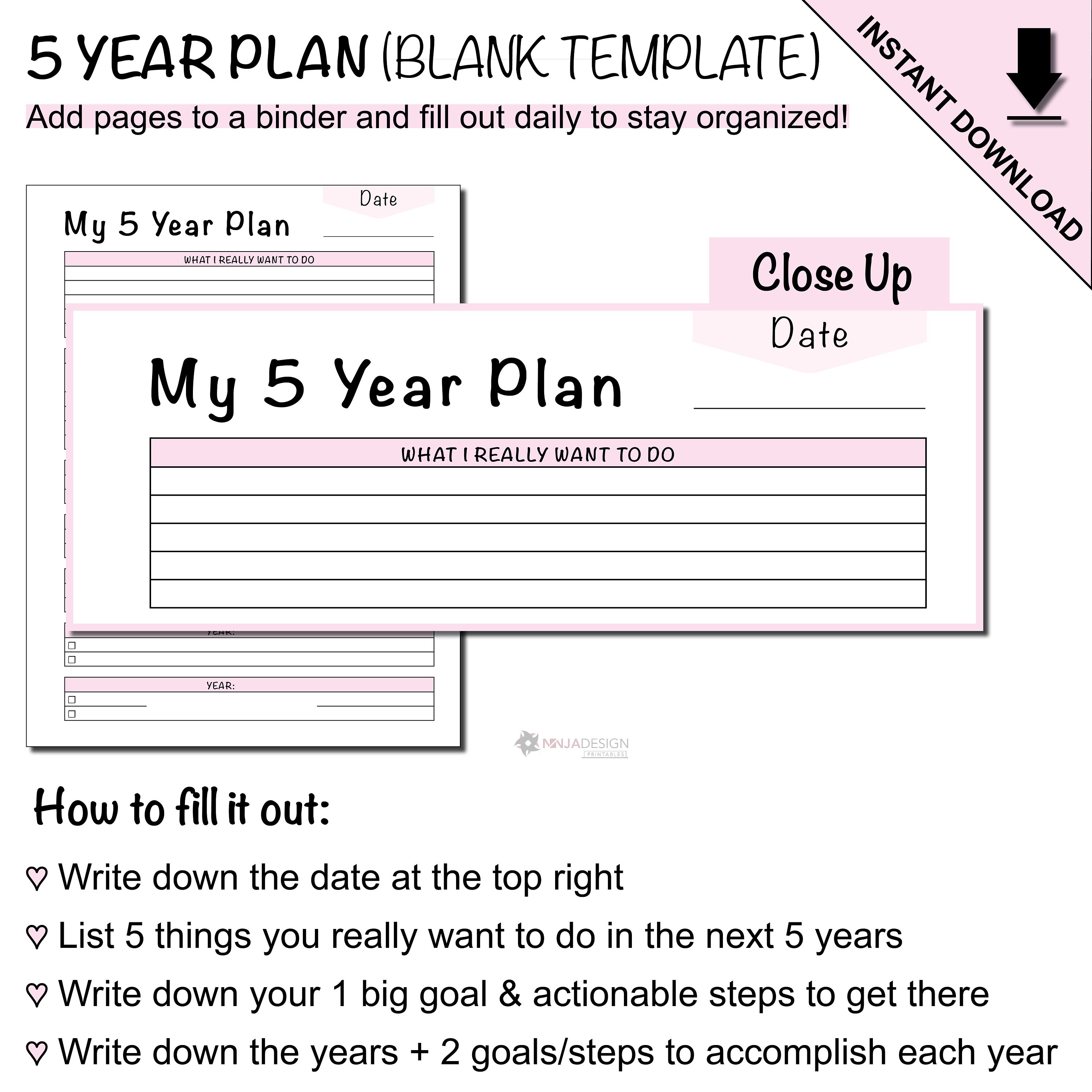 Printable 5 Year Goal Planning Template for 2023 to 2027 Plus - Etsy