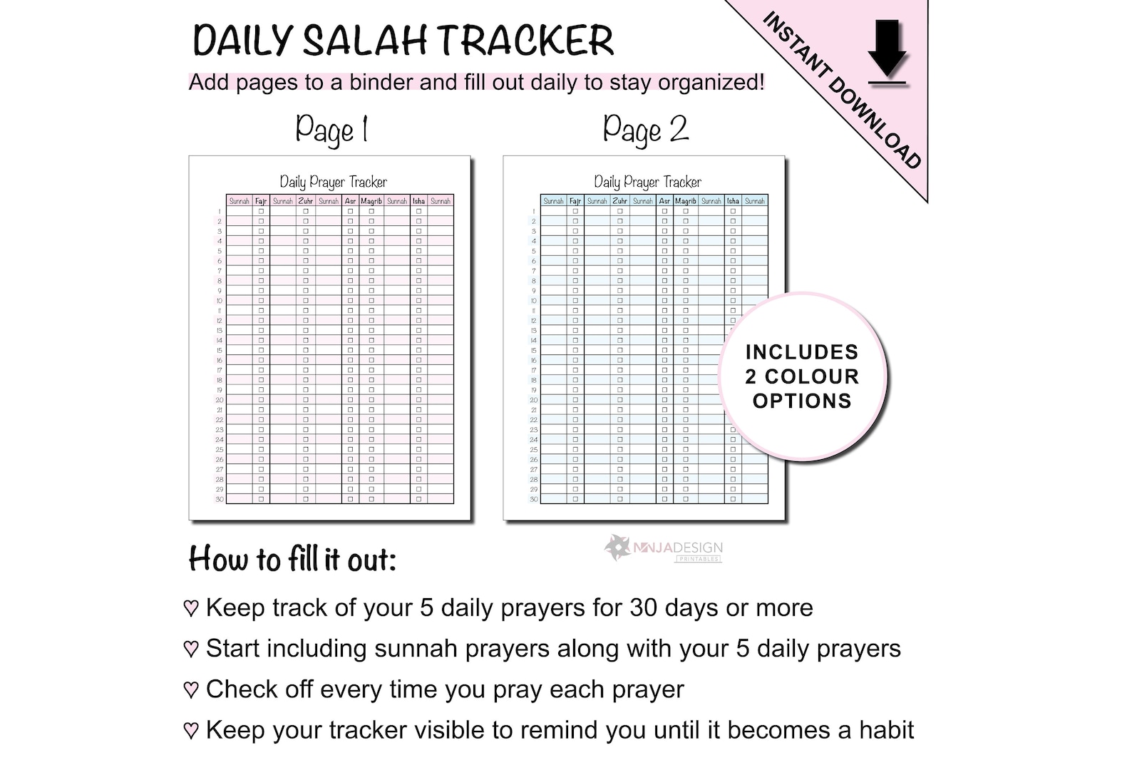Printable Salah Prayer Tracker for Muslims | Ramadan Preparation ...