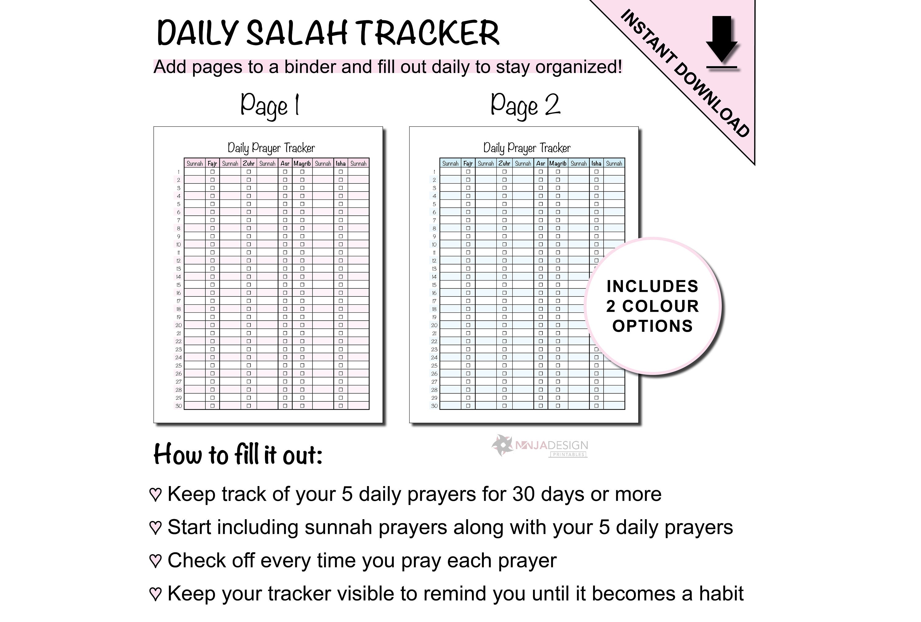 Printable Salah Prayer Tracker for Muslims | Ramadan Preparation ...