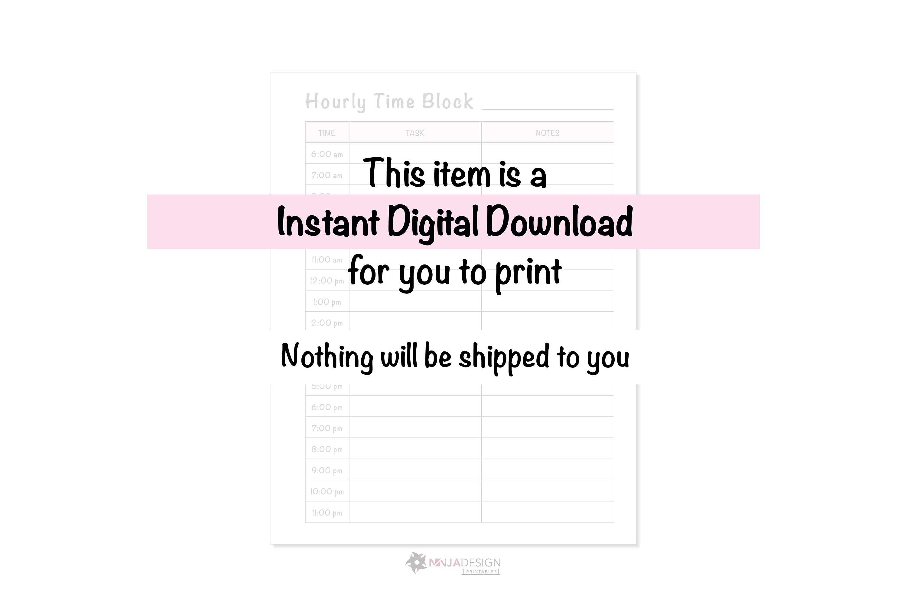 Printable Daily Time Block Schedules by Hour and Half-hour | Regular ...