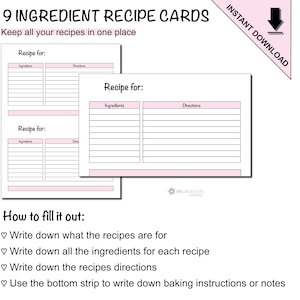 Printable Recipe Cards to Keep Track of Your Favourite Recipes - Etsy