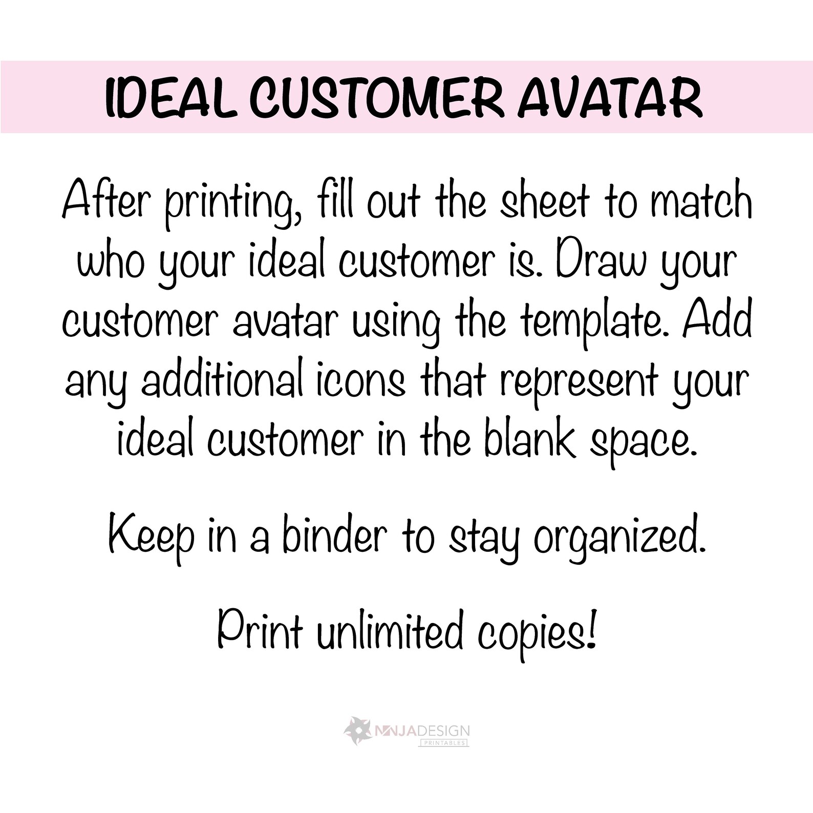 Printable Ideal Customer Avatar Worksheet for Small Businesses | Etsy