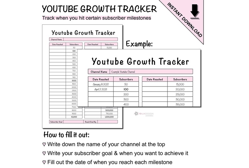 Printable Youtube Content Planner & Youtube Growth Tracker - Etsy
