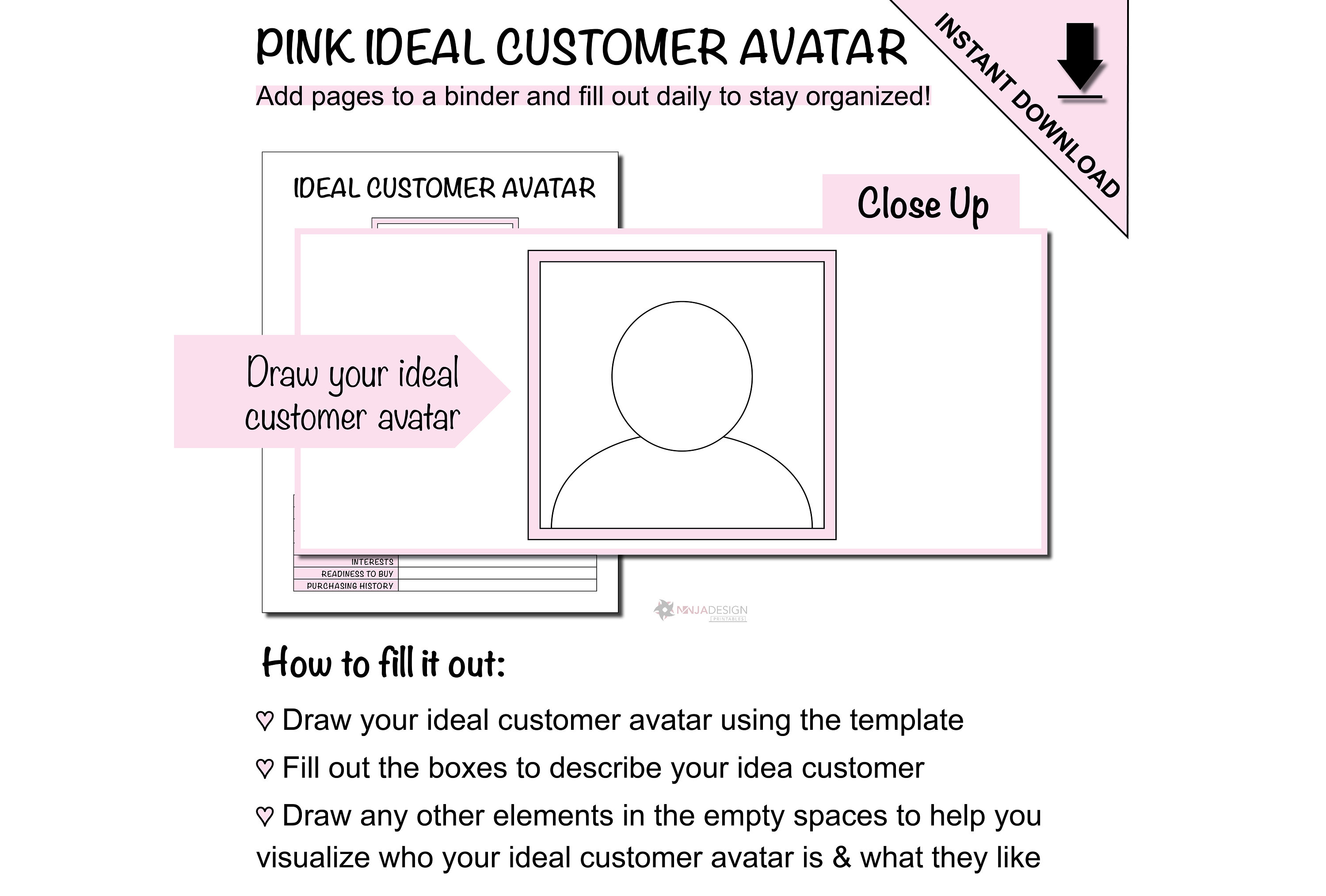 Printable Ideal Customer Avatar Worksheet for Small Businesses - Etsy