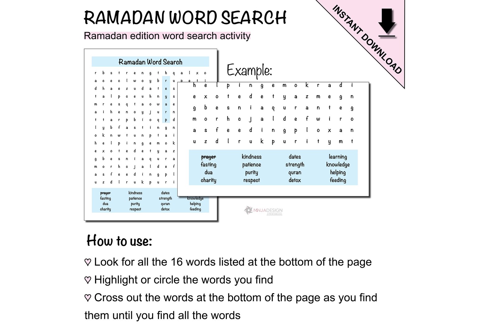 Printable Ramadan Word Search Activity for Kids & Adults | Ramadan ...