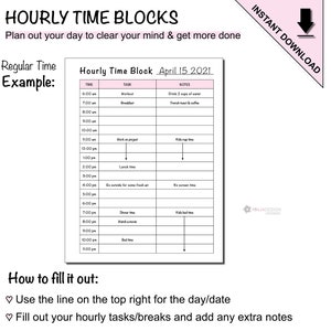 Printable Daily Time Block Schedules by Hour and Half-hour | Regular ...
