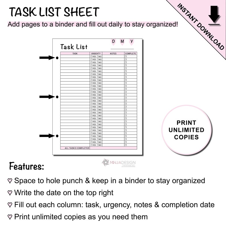 Printable Task List Tracker Sheet for Small Businesses - Etsy