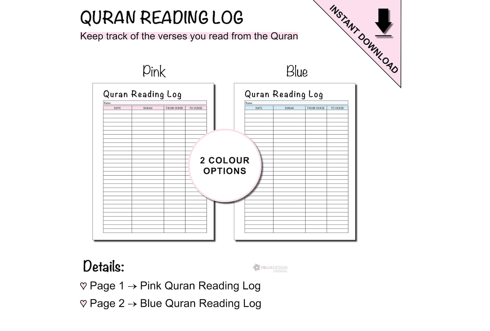 Printable Quran Reading Log to Track Verses of Surahs Read | Ramadan ...