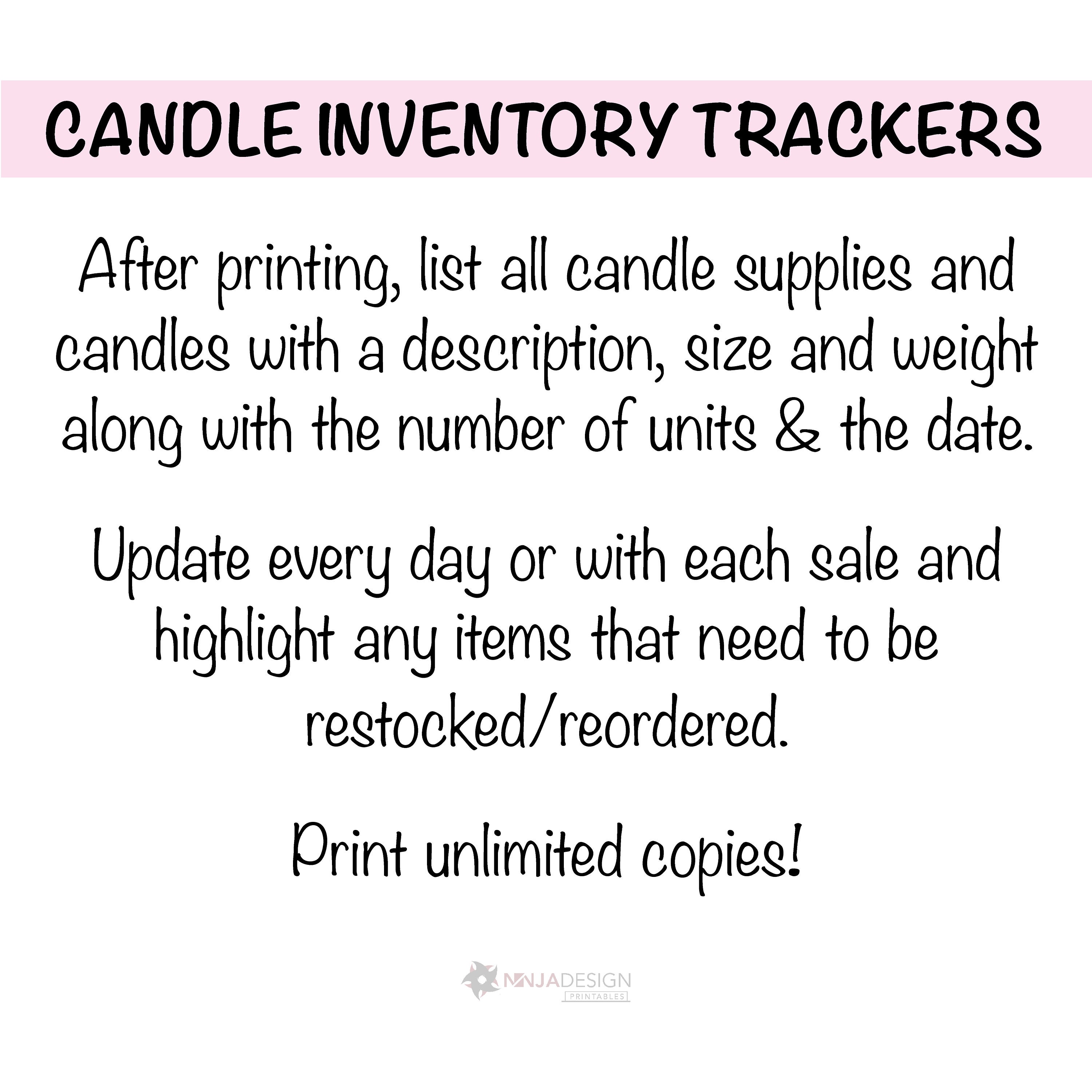 Printable Candle Inventory & Supplies Tracker for Small Candle - Etsy