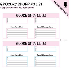 Printable Grocery Shopping List Separated Into Different Categories - Etsy