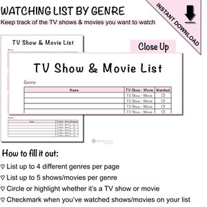 Printable TV Show and Movie List Tracker for Shows and Movies You Want ...
