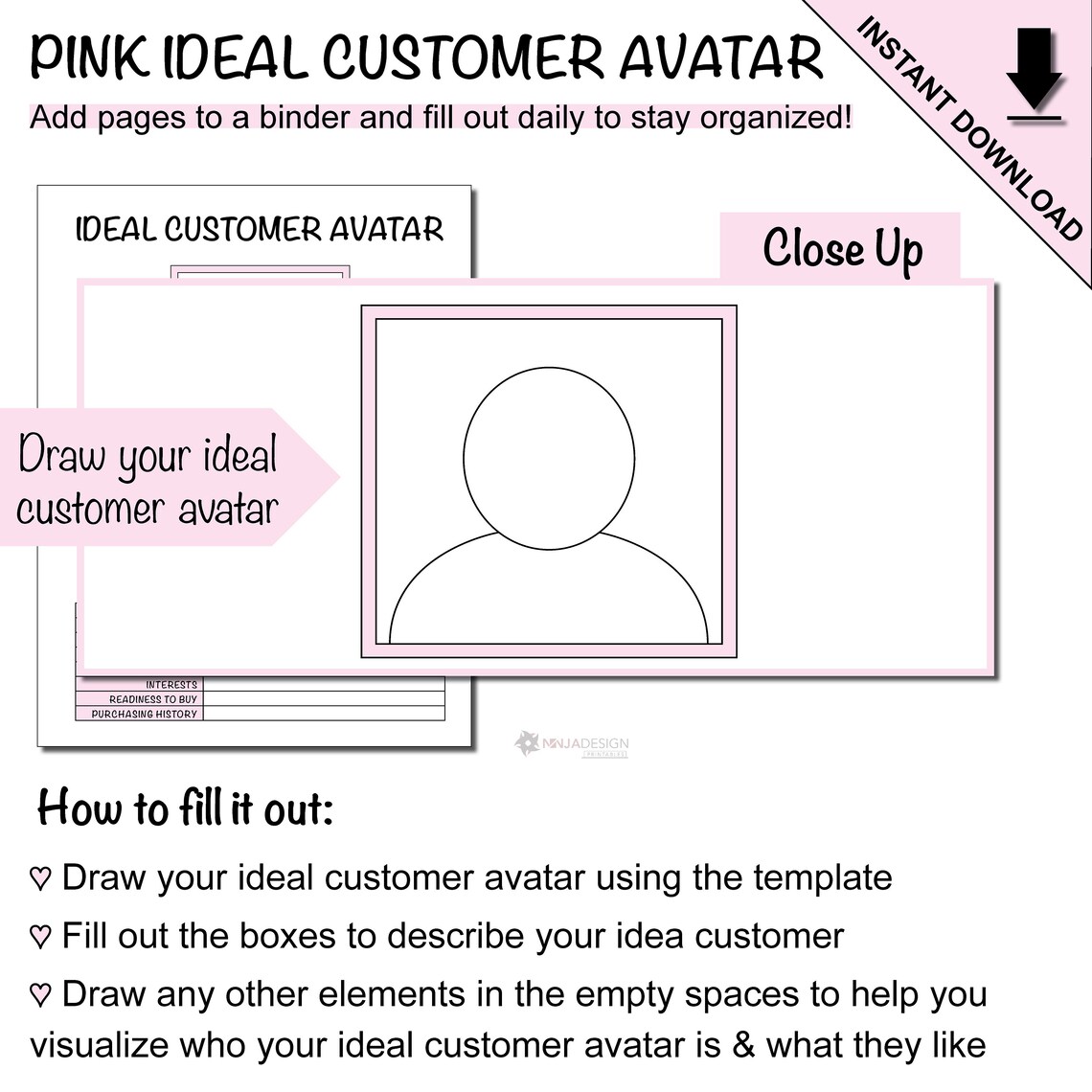 Printable Ideal Customer Avatar Worksheet for Small Businesses | Etsy