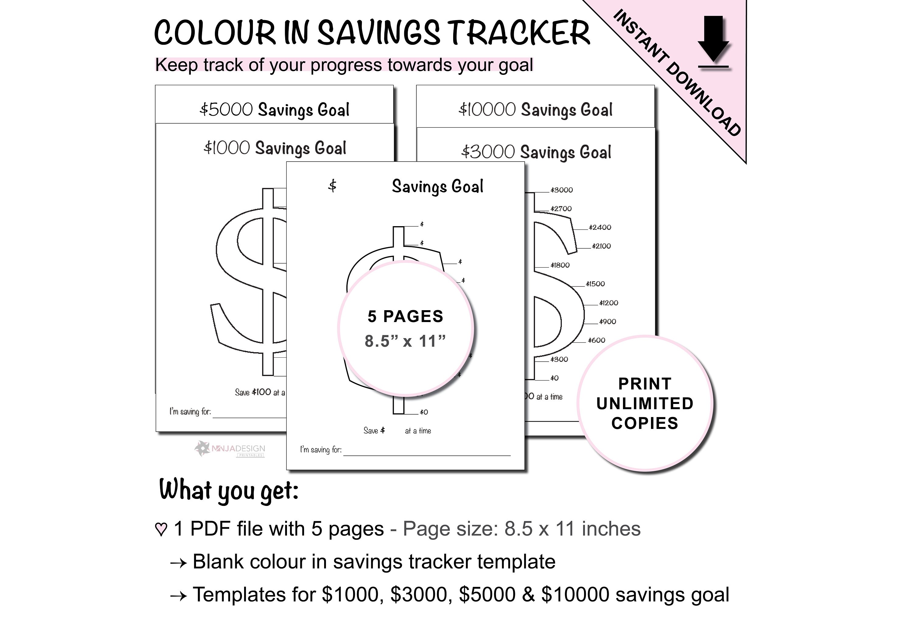 Printable Colour in Savings Tracker Sheet Templates to Keep Track of ...