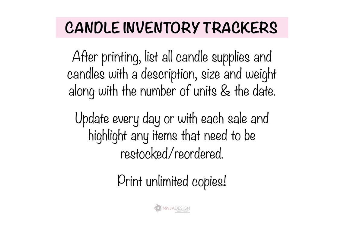 Printable Candle Inventory & Supplies Tracker for Small Candle ...