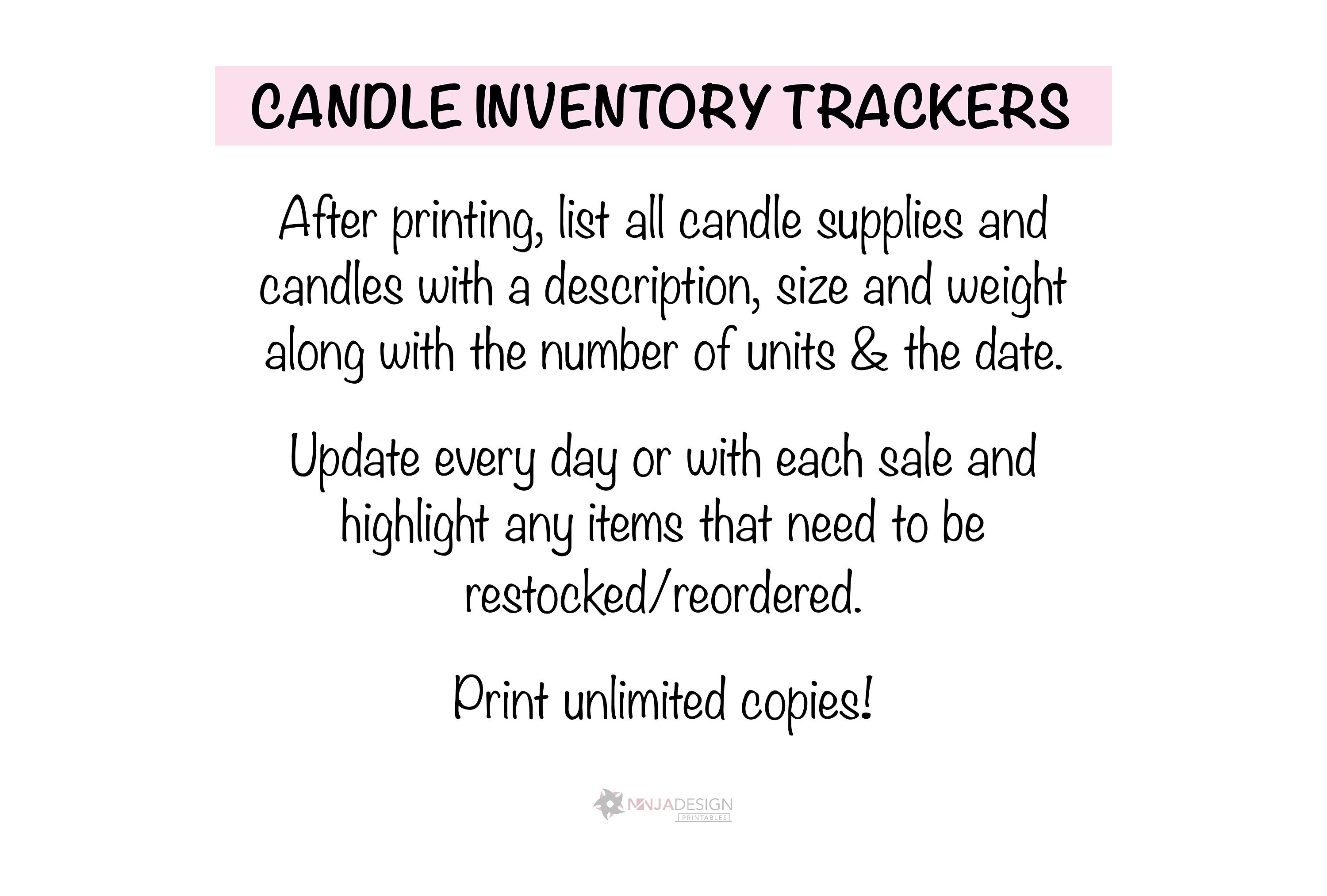 Printable Candle Inventory & Supplies Tracker for Small Candle ...