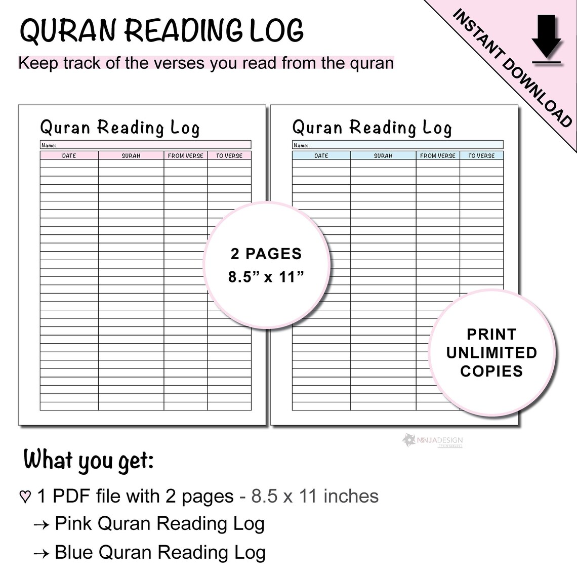 Printable Quran Reading Log to Track Verses of Surahs Read - Etsy Canada