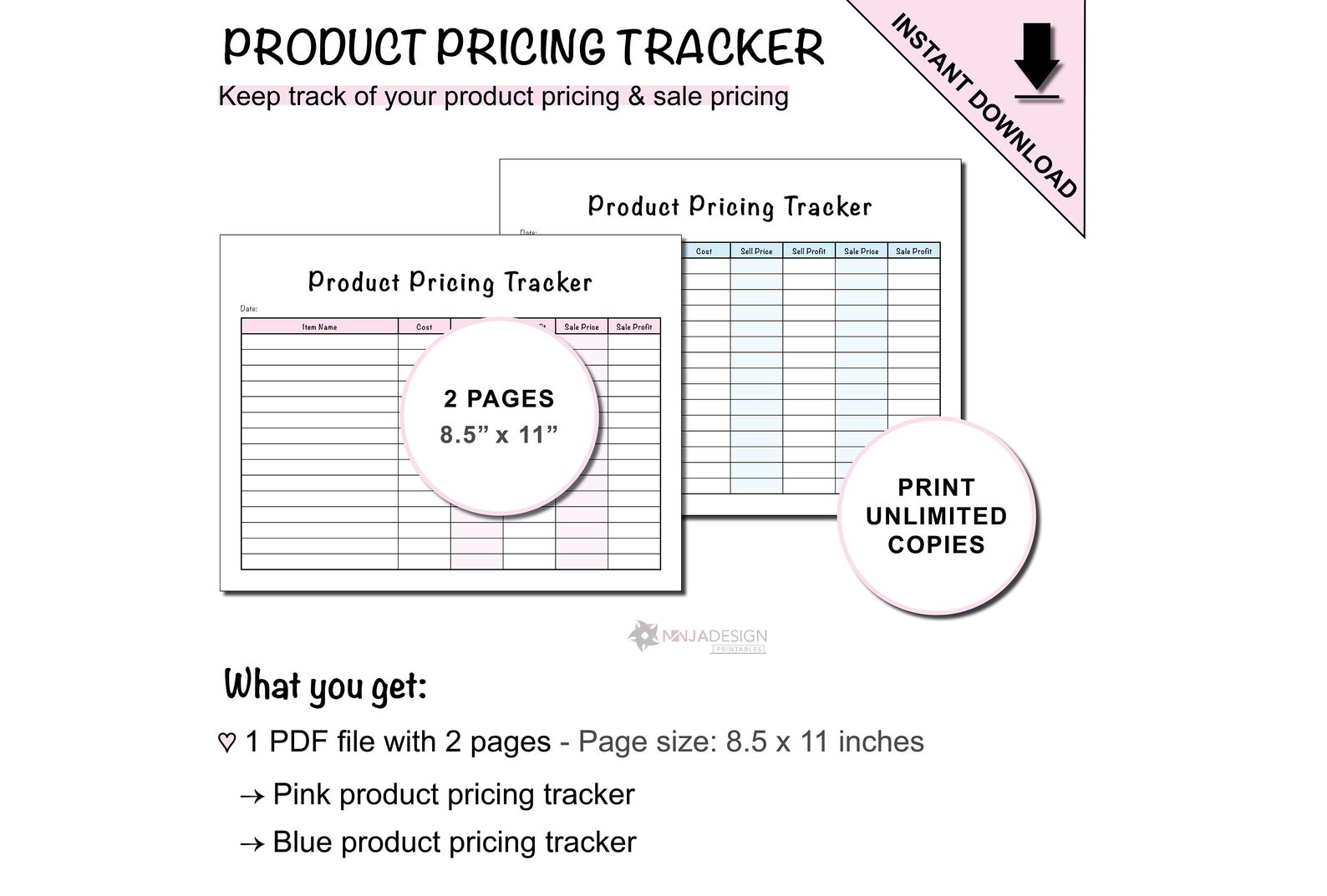 Printable Product Pricing Tracker Sheets for Small Businesses - Etsy
