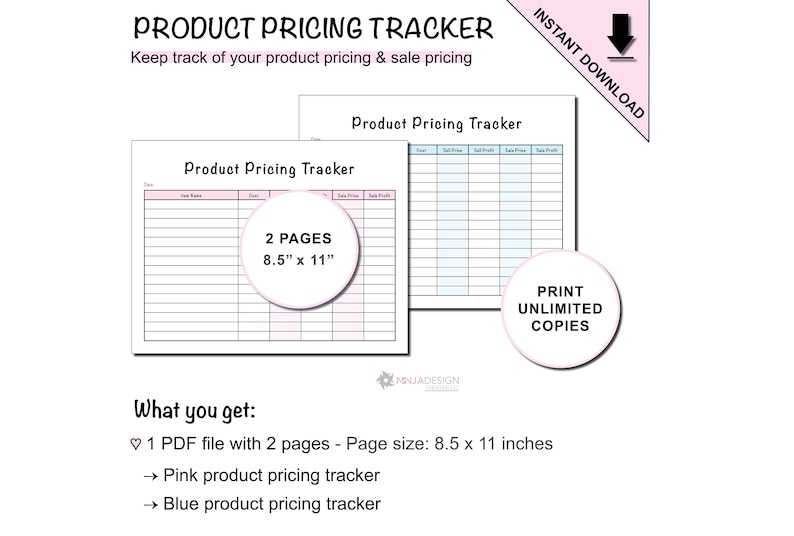 Printable Product Pricing Tracker Sheets for Small Businesses - Etsy