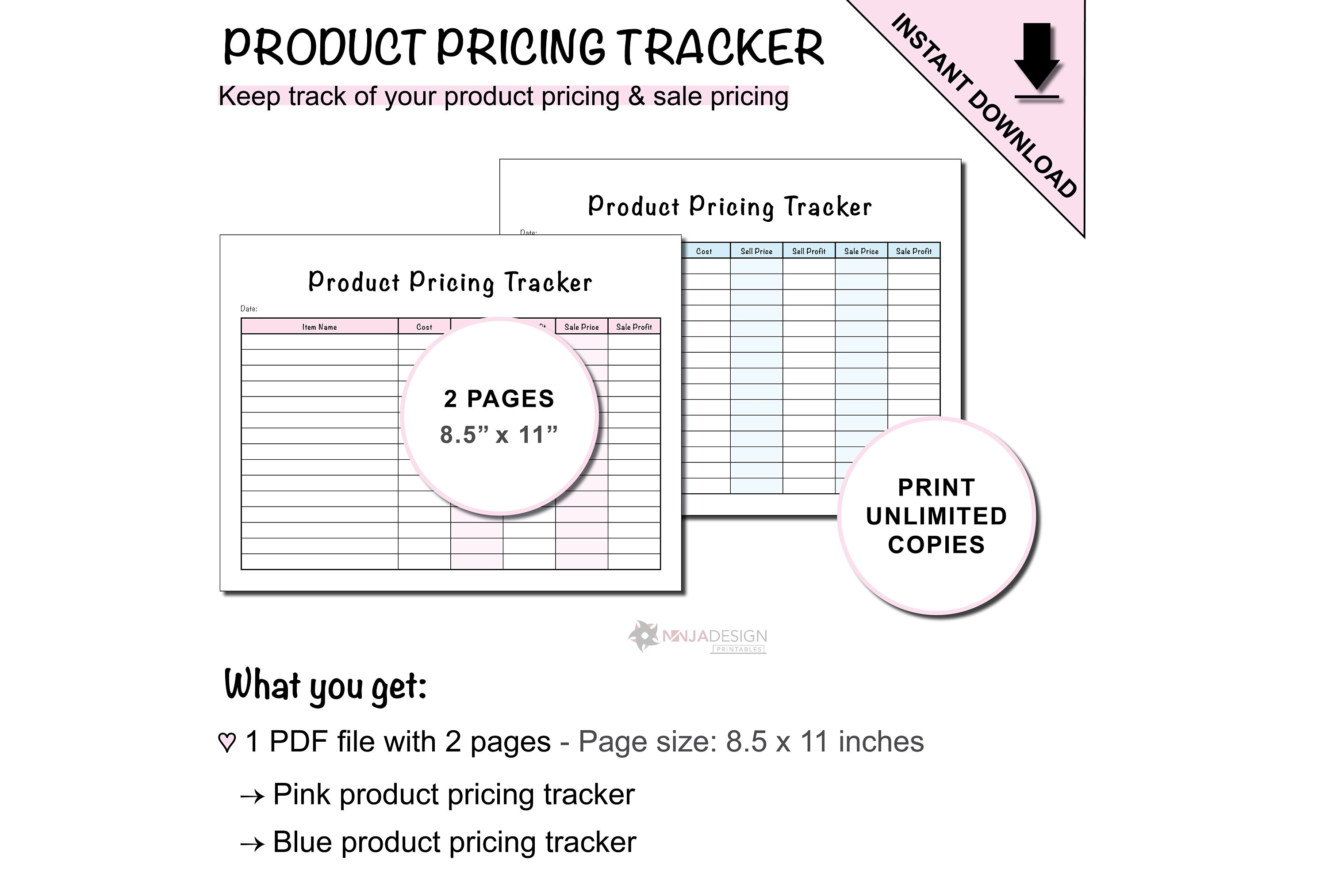 Printable Product Pricing Tracker Sheets for Small Businesses - Etsy